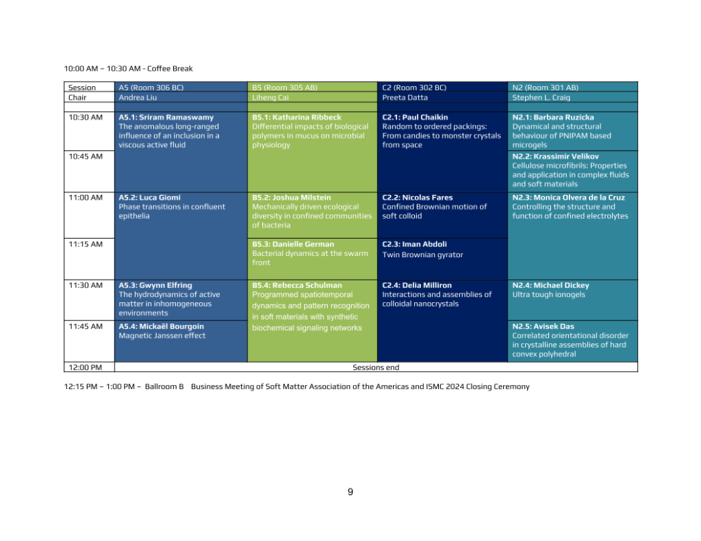 ISMC Program – Soft Matter